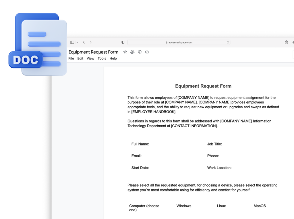 Free Download: IT Equipment Request Form - Accessed Space